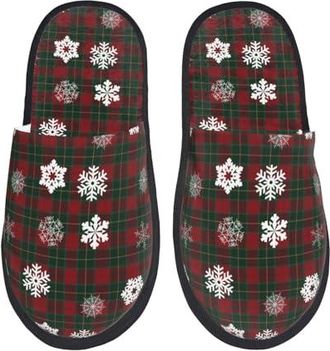 Generic Pantoufles DHiver Flocons De Neige &Agrave; Carreaux Festifs Antid&eacute;rapant Pantoufles DH&ocirc;tel Unisexe Chaussons DInt&eacute;rieur Pour Camping Automne Chambre M