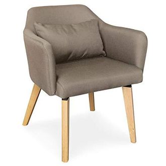 Menzzo Chaise/Fauteuil scandinave Shaggy Tissu Taupe