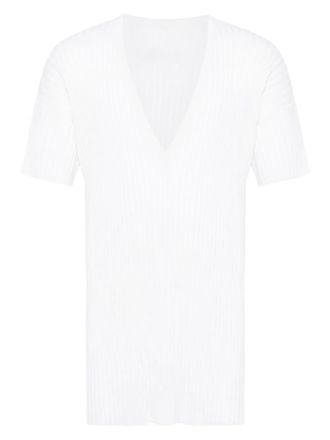 Maison Margiela t-shirt en maille nervurée - Blanc