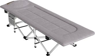 OUTSUNNY Feldbett, Faltbares Campingbett mit Aufbewahrungstasche, Campingliege mit Tragetasche, bis 200 kg belastbar, Oxford, Grau, 185 x 65 x 37 cm