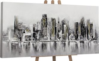 Yohji Yamamoto Art XXL Abstrakt Acryl Gemälde auf Leinwand handgemalt Megapolis Wandbilder Wohnzimmer moderne Großstadt Skyline Wohndekor Bilder Büro echte Kunst 120