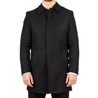 Infinity Leather Manteau Noir en Laine M&eacute;lang&eacute;e Pour Homme, V DHiver &agrave; Col Classique, Trench Manteau