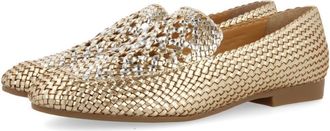 Gioseppo RADDUSA Damen-Mokassins aus geflochtenem Leder, Platinfarben mit zweifarbigem Detail, Platinfarben, 36 EU