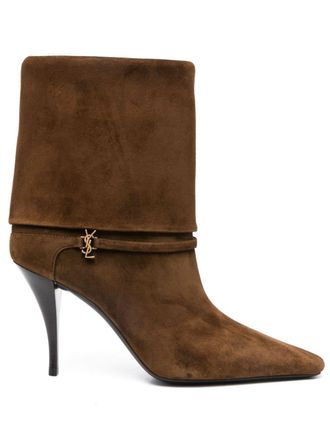 Saint Laurent Stiefel mit Umschlag 85mm - Braun
