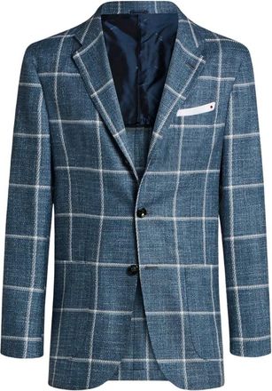 Kiton Homme, Vestes, Bleu, Taille: 3XL Veste crois&eacute;e &agrave; carreaux Fine Blend