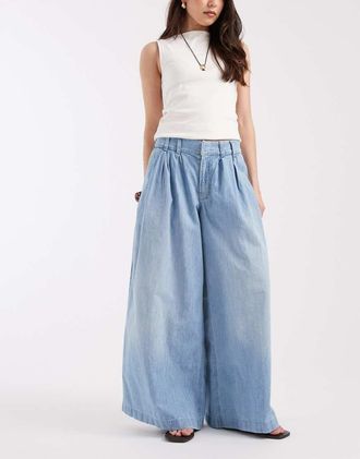Free People Scout - Pantalon large - Bleu californien