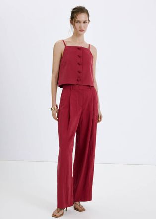 Mango Lyocell-Hose mit mittlerer Bundh&ouml;he rot - Damen - 34 - MANGO