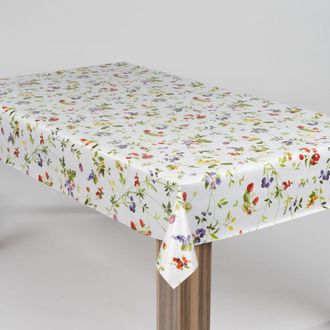 Laro Wachstuch-Tischdecke Abwaschbar Garten-Tischdecke Wachstischdecke PVC Plastik-Tischdecken Eckig Meterware Wasserabweisend Abwischbar, Muster:Blumen Ha