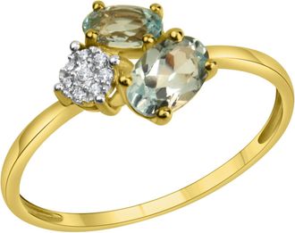 Fascination by Ellen K Ring 375/- Gelbgold bicolor Blautopas und Zirkonia