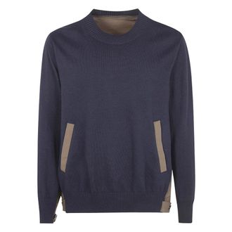 sacai Pulls &agrave; col rond - Homme - Pulls - Bleu - Taille: M
