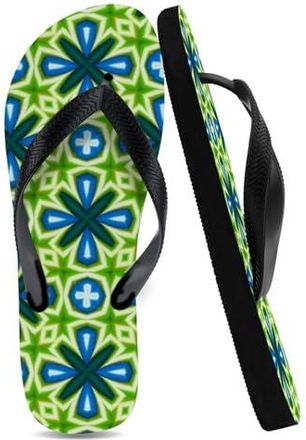 Generic Tongs unisexes pour femme, chaussures d&eacute;t&eacute; l&eacute;g&egrave;res pour hommes, cadeaux pour petits amis, Croix &eacute;toil&eacute;e verte et bleue, XX-Large
