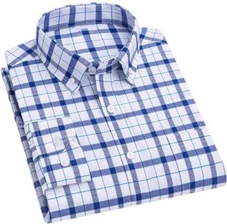 Generic Chemise en coton &agrave; manches longues pour homme - Motif &eacute;cossais Oxford - Style d&eacute;contract&eacute; - Solide - Imprim&eacute; r&eacute;gulier, Cx07, 4XL
