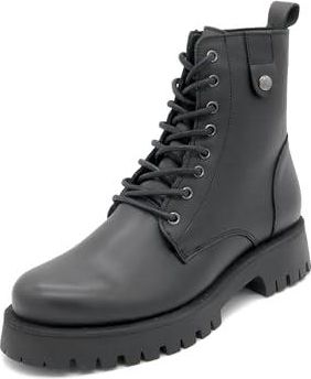 Esprit Bottes à lacets en cuir pour femme avec fermeture éclair, Noir, 36 EU