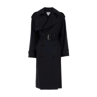 Bottega Veneta Femme, Manteaux, Noir, Taille: 38 FR Fine Wool Trench Coat