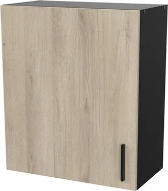 Demeyere Meuble haut 1 porte 60 cm d&eacute;cor ch&ecirc;ne kronberg et noir - KOREY