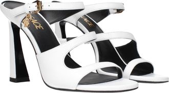 Versace Womens Ankle-Strap Leather Heel Sandal White