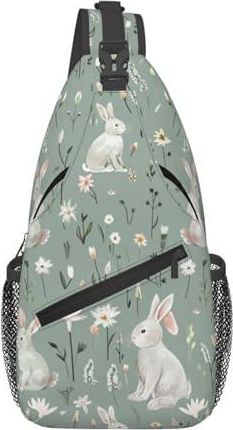 Generic Sac &agrave; dos &agrave; bandouli&egrave;re avec lapins et fleurs en fleurs pour homme