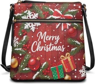 Coloranimal Sac &agrave; main &agrave; bandouli&egrave;re Corss pour femme - Sac &agrave; bandouli&egrave;re - Sac &agrave; bandouli&egrave;re - Sac &agrave; main de No&euml;l imperm&eacute;able, Merry Christmas