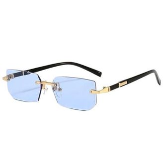 Generic Lunettes de soleil carr&eacute;es sans monture pour homme et femme, monture en m&eacute;tal PC, lunettes UV400 pour voyage d&eacute;t&eacute;, lunettes de soleil carr&eacute;es sans mon
