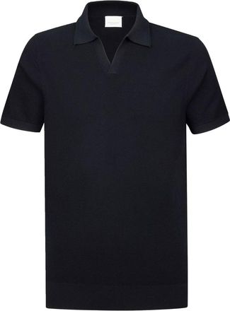 Profuomo Strick-Poloshirt mit Tencel und Variokragen in Reiskornstruktur in
