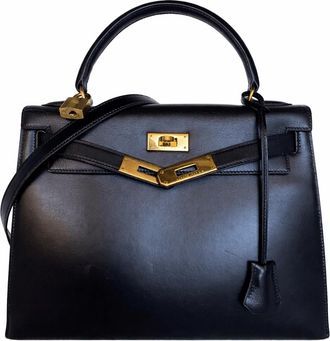 Herm&egrave;s Black Box Leather Kelly 28 Sellier
