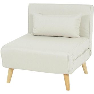 Hhg neuwertig] Schlafsessel 738, Schlafsofa Funktionssessel Klappsessel Relaxsessel Jugendsessel Sessel, Stoff/Textil creme-beige