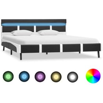vidaXL Bettgestell mit led Grau Kunstleder 120&times;200 cm Vidaxl