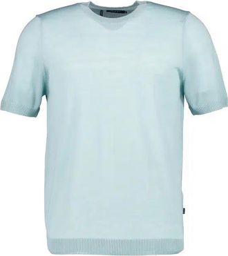 Maerz MAERZ Muenchen Herren Kurzarmpullover blau Merinowolle unifarben