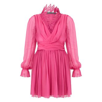 Alberta Ferretti Kurzes Kleid mit V-Ausschnitt - - Dresses - Damen - Rosa - S