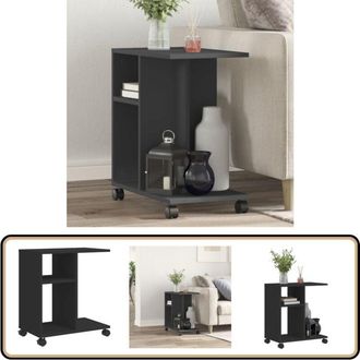vidaXL Vidaxl - Beistelltisch mit Rollen Schwarz 50x30x55 cm Holzwerkstoff - Beistelltisch - Wohnzimmermöbel - Nachttisch - Holzmöbel - Schwarz
