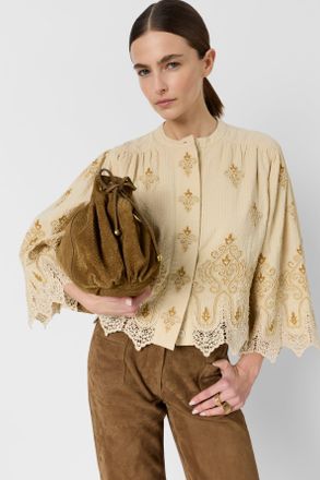Gerard Darel Chemise &agrave; broderies anglaises - CLIANA - Sable