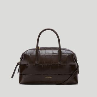 DeMellier The Small Stockholm Croco effet grand format chocolat noir DeMellier
