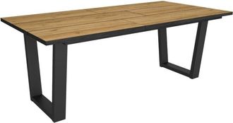Skraut Home Table &agrave; manger, Meuble Salle &agrave; Manger, 194x90x74cm, Pour 10 personnes, Meubles de Salon, Style industriel, Ch&ecirc;ne et noir - Skraut Home