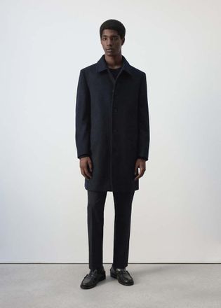 Mango Wollmantel mit Hemdkragen nachtblau - Herren - XS - MANGO MAN