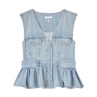 Ganni Leichte Denim-Peplum-Weste - - Jackets - Damen - Blau - M