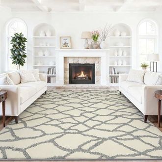 Generic Moderne Antid&eacute;rapant Tapis Gris - Doux R&eacute;sistant Lavable en Machine Tapis &agrave; Motif Minimaliste Abstrait Rayures Poil Ras Moquette pour Salon Chambre Cu