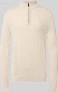 Christian Berg Slim Fit Strickpullover aus Woll-Mix mit Troyer-Kragen