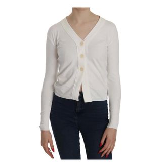 Byblos Femme, Pulls, Blanc, Taille: 36 FR &Eacute;l&eacute;gant cardigan-blouse blanc avec col en V