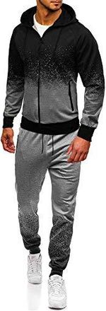 ZYUEER Surv&ecirc;tement Mens Ensemble Full Zip Hoodie Jogging Joggers Gym Suit homme + Pantalon de Sport pas cher (Gris, XXL)