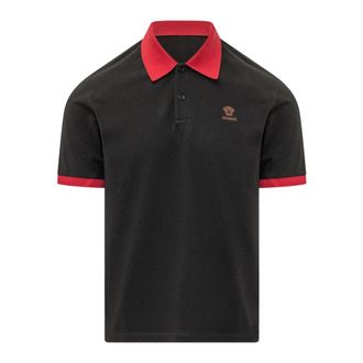 Versace Kurzarm-Poloshirt - - Tops - Herren - Schwarzk - XL