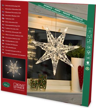 Konstsmide LED Acryl Stern, gro&szlig;, 32 warm wei&szlig;e Dioden, 24V Innentrafo, transparentes Kabel - 6110-103