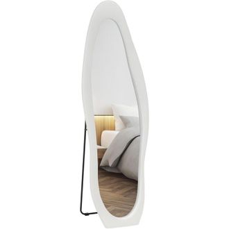 HOMCOM Homcom - Ganzk&ouml;rperspiegel, 160 x 50 cm unregelm&auml;&szlig;iger gewellter Standspiegel mit samtartiger Rahmenbezug, Gro&szlig; Wandspiegel, Ankleidespiegel f&uuml;r