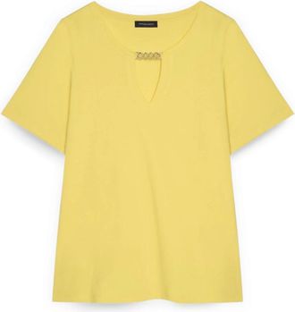 Fiorella Rubino Femme, Tops, Jaune, Taille: 44 FR T-shirt en coton avec cha&icirc;ne dor&eacute;e