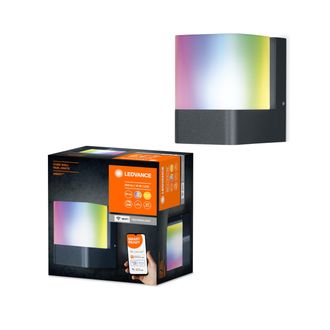Ledvance Smarte LED Aussenleuchte für die Wand mit WiFi Technologie für Außen, RGB-Farben änderbar, aus dunkelgrauem Aluminium, Kompatibel mit Google und Alexa