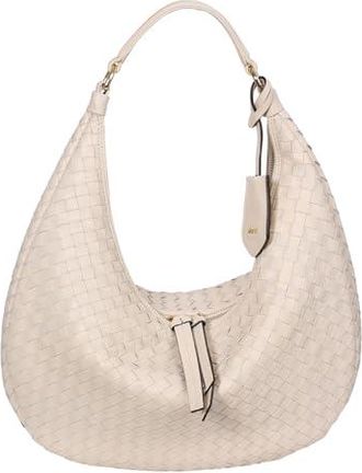 Abro Cuir sac &agrave; &eacute;paule Leather Piuma Weaving Hobo Bag Nana Beige &eacute;cru