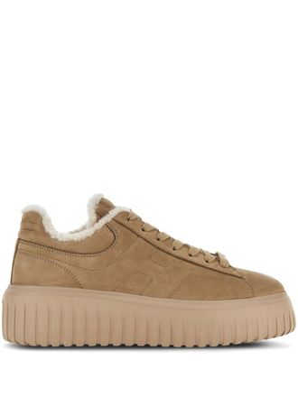 Hogan H-Stripes Sneakers aus Wildleder - Nude
