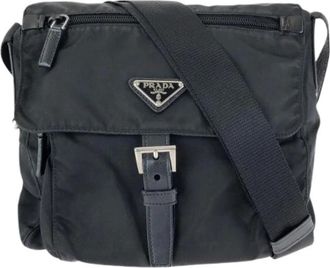 Prada Pre-owned Nylon Leather Tessuto Triangle Logo Shoulder Bag - Femme - Pre-owned - Noir - Taille: ONE Size