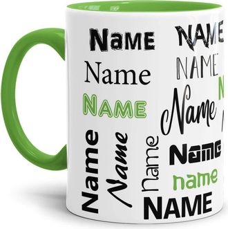 Tassendruck Tasse mit Name - Individuell/Personalisiert/Geschenk-Idee/Schön/Hellgrün