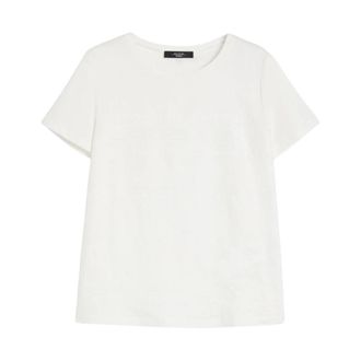 Max Mara Leinen Baumwolle T-Shirt Klassischer Stil - - Tops - Damen - Wei&szlig; - S