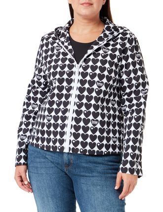 Love Moschino hooded jacket in 100% fancy nylon allover hearts printed